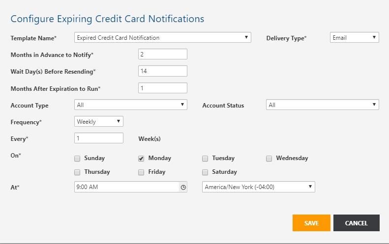 Notification for Expired or Soon to Expire Recurring Credit Card ...