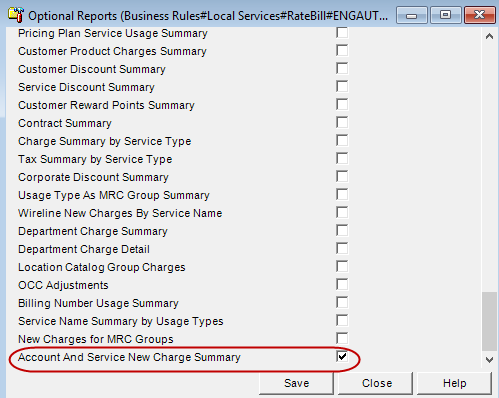 Optional XML Report for Account and Service New Charge Summary ...