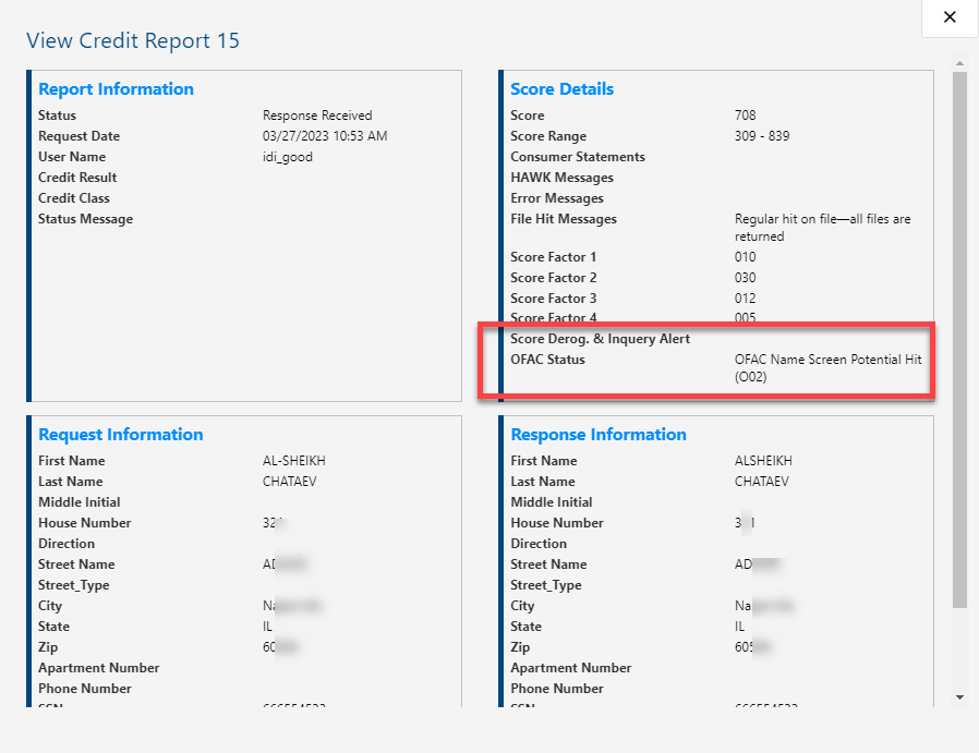 Support for OFAC (Office of Foreign Assets Control) in TransUnion ...